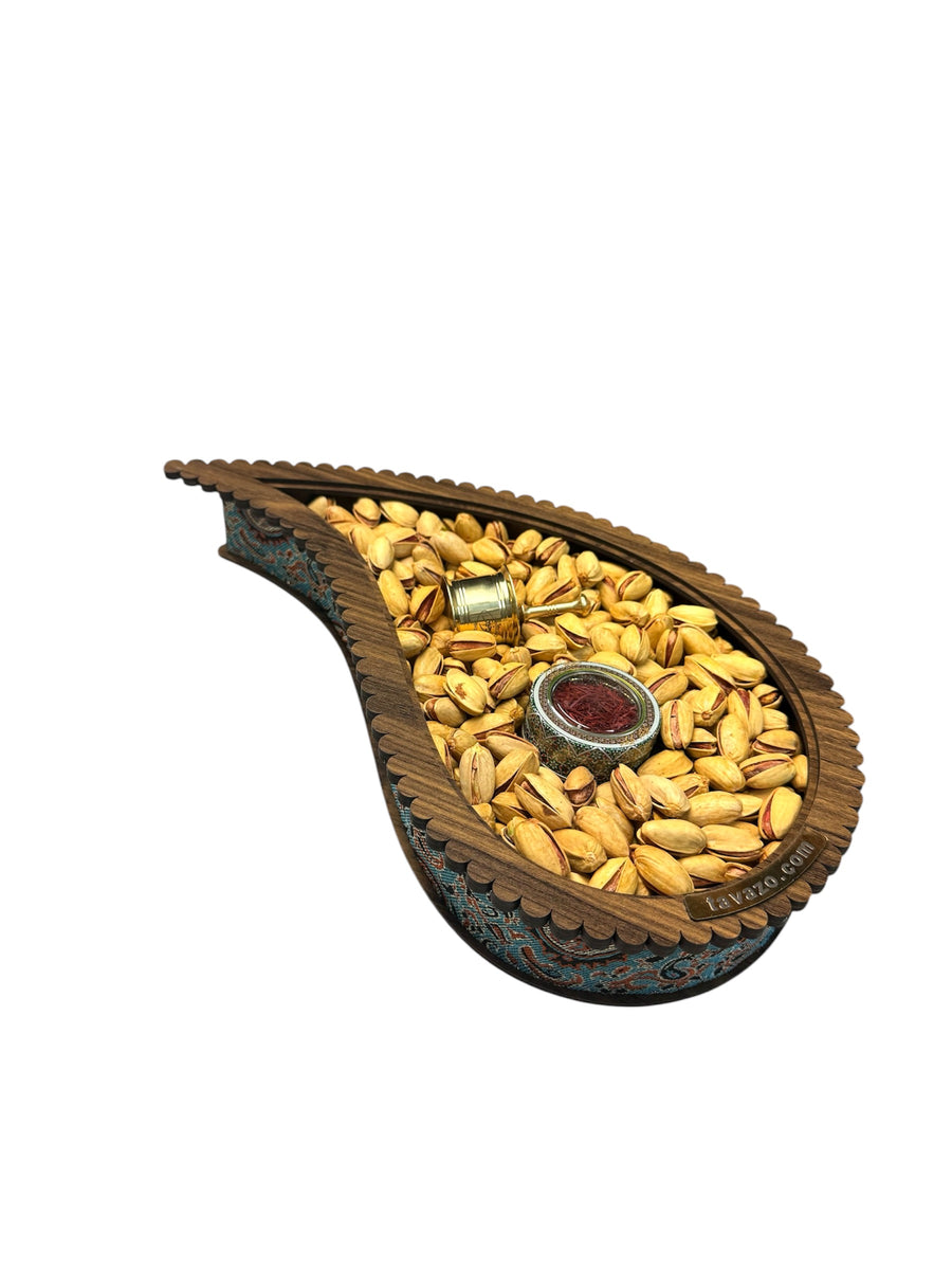 Salted Pistachio & Saffron Termeh Wooden Gift Box – Tavazo
